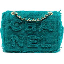 Chanel Hobo Bags - Small Wool Tweed Giant Logo Flap - Gr. unisize - in Blau - f&uuml;r Damen