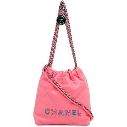 Chanel Hobo Bags - Mini Shiny Calfskin Rainbow Hardware 22 Handbag - Gr. unisize - in Gold - f&uuml;r Damen