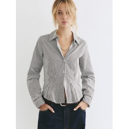 Pull&Bear Pull&Bear Bluse Damen Gr&ouml;&szlig;e S braun / wei&szlig;