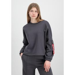 Damen Sweater "X-Fit Label OS Sweatshirt W", grau, Gr. L, Alpha Industries, Obermaterial: 80% Baumwolle, 20% Polyester, Sweatshirts