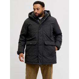 Jack & Jones PlusSize Parka "JJFINN SOFTSHELL PARKA PLS", Damen, Gr. 3XL, schwarz, Web, Obermaterial: 100% Polyester, JACK & JONES PLUSSIZE, unifarben, regular fit normal, Jacken Parka