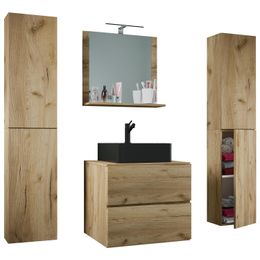 Waschbeckenunterschrank Vcm, B:60cm H:150cm T:52cmhonig, eiche, Obermaterial: 100% Holz Wood., Badezimmer, Schr&auml;nke, "Vcm 5-tlg. Waschplatz