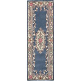 L&auml;ufer FLAIR RUGS, B:67cm H:10mm L:210cm, blau, Wolle, Flur, Teppiche, "Aubusson", Wolle, Teppich, Wohnzimmer, Schlafzimmer, Esszimmer