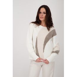 monari Damen Strickpullover "Pullover Intarsie"off, wei&szlig;, Gr. 46, Intarsienmuster, gemustert, Strick, Obermaterial: 50% Baumwolle, 33% Polyacryl, 9%