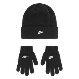 Nike Sportswear Jungen Beanie "und Handschuhe Set NAN FUTURA BEANIE/GLOVE SET"schwarz, Strick, Kunstfaser, M&uuml;tzen, aus Polyacryl, Polyester und