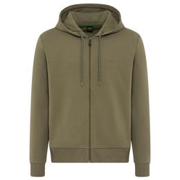 Kapuzensweatjacke BOSS Green "Saggy", Herren, Gr. L, schwarz beige257, Sweatware, Obermaterial: 95% Baumwolle, 5% Elasthan, regular fit h&uuml;ftlang, hoch geschlossener Ausschnitt, weit elastischer Bund, Sweatjacken, mit BOSS Aufdruck