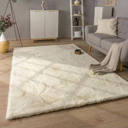Hochflor-Teppich Paco Home, B:160cm H:39mm L:230cm, beige, Polyester, Teppiche, "Rabbit Deluxe 860", Kunstfell, Uni-Farben, sehr weicher Flor,