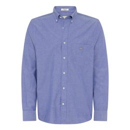 Langarmhemd Gant "Regular Fit Popeline Hemd leicht strapazierf&auml;hig pflegeleicht", Herren, Gr. 4XL, N-Gr, college blau, Popeline, Obermaterial: 100% Baumwolle, regular fit h&uuml;ftbedeckend, mit Knopf,&Auml;rmel mit &Auml;rmelschlitz runde 1-Knopf-Manschette, Hemden, mit Label Stickerei auf der Brusttasche