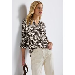Street One Damen Langarmblusedeep roast braun, Gr. 38, animal-print, Web, Obermaterial: 100% Viskose, Blusen, mit Zebra Print, im Tunika-Look