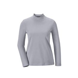 GOLDNER Damen Longpullover "Kurzgr&ouml;&szlig;e Stehkragenshirt mit Langarm", silber, Gr. 25, Obermaterial: 92% Baumwolle CO. 8% Elasthan EL., Pullover