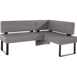 Eckbank Home Affaire, B:200cm H:89cm T:160cm, grau, Holzwerkstoff, Massivholz, Polyester, Esszimmer, Sitzb&auml;nke, "Oliver mit Metallgestell,