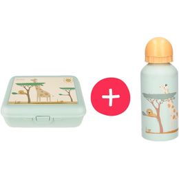 Sterntaler Kinder Lunchbox "Brotzeitdose & Trinkflasche Safari", gr&uuml;n, Lebensmittelaufbewahrungsbeh&auml;lter, mit Trinkflasche