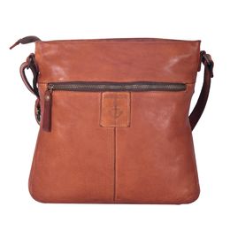 Harbour 2nd Damen Umh&auml;ngetasche "River"cognac, Rindsleder, Taschen, Unisex Schultertasche, Handtasche mit Logo-Aufn&auml;her