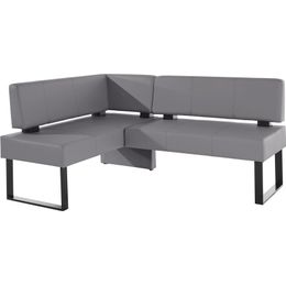 Eckbank Home Affaire, B:200cm H:89cm T:160cm, grau, Holzwerkstoff, Massivholz, Polyester, Esszimmer, Sitzb&auml;nke, "Oliver mit Metallgestell,