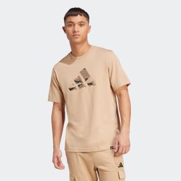 Herren T-Shirt "M CAMO LOGO T", beige, Gr. M, adidas Sportswear, Obermaterial: 100% Baumwolle, Shirts, sportlicher Stil, ohne Verschluss, aus