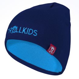 Trollkids M&auml;dchen Strickm&uuml;tze "KIDS TROLL BEANIE"navy, medium blau, Gr. 6, Obermaterial: 95% Polyacryl, 5% Elasthan, M&uuml;tzen, Wendem&uuml;tze, aus