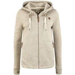 oxmo Damen Strickfleecejacke "Strickfleecejacke OXThory", beige, Gr. L, Obermaterial: 100% Polyester PES., Jacken