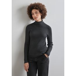 Street One Damen Rollkragenpullover, grau, Gr. 36, unifarben, Strick, Obermaterial: 52% Viskose, 28% Polyester, 20% Nylon, Pullover, mit Rippstruktur