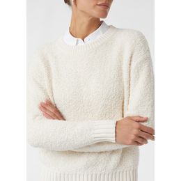 comma, Damen Strickpullovercreme beige, Gr. 48, COMMA CASUAL IDENTITY, unifarben, Strick, Obermaterial: 56% Baumwolle, 44% Polyester, Pullover, aus Boucl&eacute;