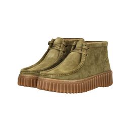 Clarks Damen Schn&uuml;rstiefelette "Clarks Stiefelette Veloursleder", Gr. 39,5olive, Veloursleder, Schuhe