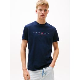Tommy Jeans Herren T-Shirt "TJM REG FLAG LINEAR SS TEE EXT", blau, Gr. S, Single Jersey, Obermaterial: 100% Baumwolle, Shirts, Mit Rundhalsausschnitt