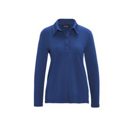 GOLDNER Damen Poloshirt "Poloshirt Langarm Poloshirt mit Schmuckband an Knopfleiste", blau, Gr. 22, Obermaterial: 95% Modal CMD. 5% Elasthan EL.,