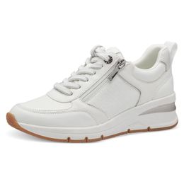 Tamaris Damen Keilsneaker, Gr. 40, silber, Lederimitat, Schuhe, Freizeitschuh, Halbschuh, Schn&uuml;rschuh mit Au&szlig;enrei&szlig;verschluss