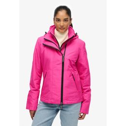 Superdry Damen Outdoorjacke "Hooded Mtn Windbreaker Jkt"hyper magenta pink, Gr. M, unifarben, Web, Obermaterial: 100% Polyester, Jacken