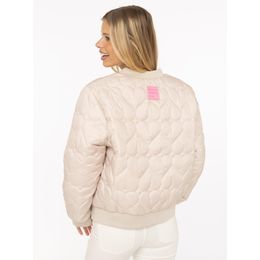 Zwillingsherz Damen Bomberjacke ""Be Happy""new beige, Gr. XL, Steppware, Obermaterial: 100% Polyester, Jacken, modisch, Kontrastdetails, regular