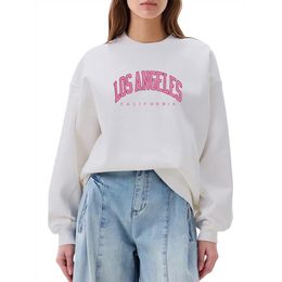 Gorhey Sweatshirt 'Women's Fleece Pullover, Sweatshirt with Letter Print, Long Sleeve, Loose Fit' female White size S