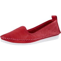 Heine Damen Slipper, Gr. 38, rot, Glattleder, Leder, Schuhe