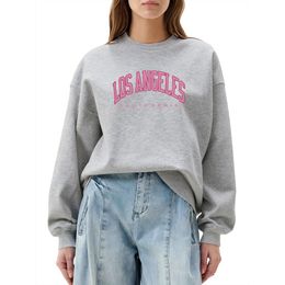 Gorhey Sweatshirt 'Women's Fleece Pullover, Sweatshirt with Letter Print, Long Sleeve, Loose Fit' female Grey size XS