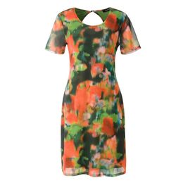 Aniston CASUAL Kleid Damen Gr&ouml;&szlig;e 42 gr&uuml;n / dunkelgr&uuml;n / orange