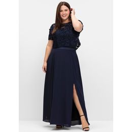 sheego Damen Tunikashirt "Shirttunika", blau, Gr. 52, unifarben, 90% Polyester, 10% Elasthan, Shirts