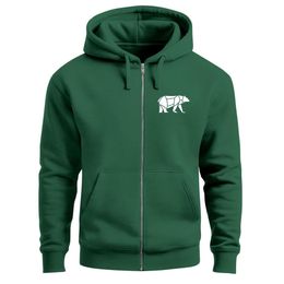 Neverless Zip-Up Hoodie 'B&auml;r Lineart Polygon' male Green size 4XL