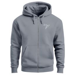Neverless Zip-Up Hoodie 'Origami Vogel' male Grey size M