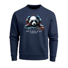 Neverless Sweatshirt 'Panda DJ' male Blue size 4XL