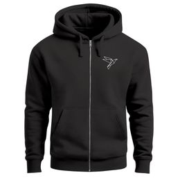 Neverless Zip-Up Hoodie 'Origami Vogel' male Black size 5XL