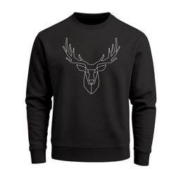 Neverless Sweatshirt 'Hirsch Geweih' male Black size L