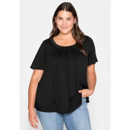 sheego Damen T-Shirt "T-Shirt", schwarz, Gr. 40, unifarben, 95% Viskose, 5% Elasthan, Shirts