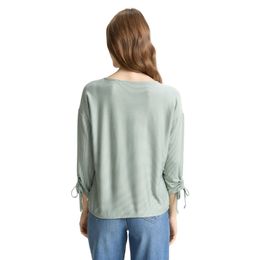Damen 3/4-Arm-Shirtsmall tonal matchagr&uuml;n stripe, Gr. XS, Tom Tailor Denim, gestreift, Single Jersey, Obermaterial: 58% Viskose, 38% Polyester, 4%