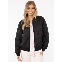 Zwillingsherz Damen Bomberjacke ""Be Happy""schwarz, Gr. M, Steppware, Obermaterial: 100% Polyester, Jacken, modisch, Kontrastdetails, regular fit,