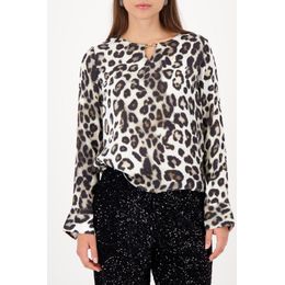 monari Damen Satinbluse "Bluse Satin Leodruck"schwarz gemustert, Gr. 38, animal-print, gemustert, mehrfarbig, Web, Obermaterial: 100% Viskose,