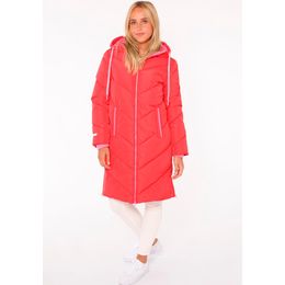 Zwillingsherz Damen Steppjacke ""Good Vibes Only"", rot, Gr. L, mehrfarbig, Steppware, Obermaterial: 100% Polyester, Jacken, mit Kapuze, Backprint