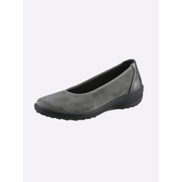 Classic Basics Damen Ballerina, Gr. 37, grau, Nubukleder, Textil, Schuhe