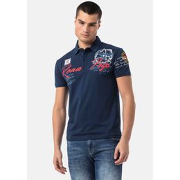 Cipo & Baxx CIPO & BAXX Herren Poloshirt, blau, Gr. XL, bedruckt, Jersey, Obermaterial: 95% Baumwolle, 5% Elasthan, Shirts