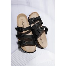 ANISTON SHOES Damen Pantolette, Gr. 37schwarz, Lederimitat, Basic, Schuhe, Sommerschuh, Hausschuh, Schlappen, Strandschuh - NEUE KOLLEKTION