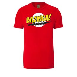 logoshirt Herren T-Shirt "Big Bang Theory Bazinga"rot, Gr. S, unifarben, 100% Baumwolle, Shirts, mit coolem Print