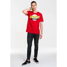logoshirt Herren T-Shirt "Big Bang Theory Bazinga"rot, Gr. XS, unifarben, 100% Baumwolle, Shirts, mit coolem Print