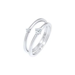 Elli DIAMONDS Ring Ring Set, Verlobungsring Damen Gr&ouml;&szlig;e 54 silber
